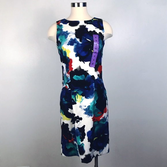 Mario Serrani | Dresses | Nwt Mario Serrani Watercolor Print Fitted ...